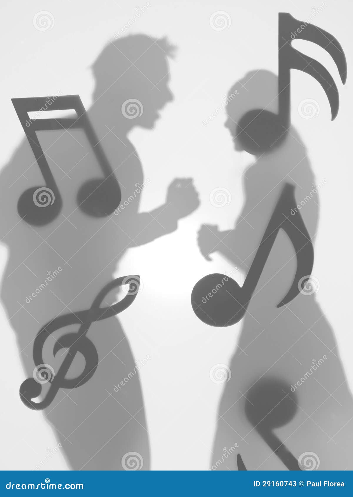 Couple Dancing, Musical Notes, Silhouettes Stock Image - Image of audio ...