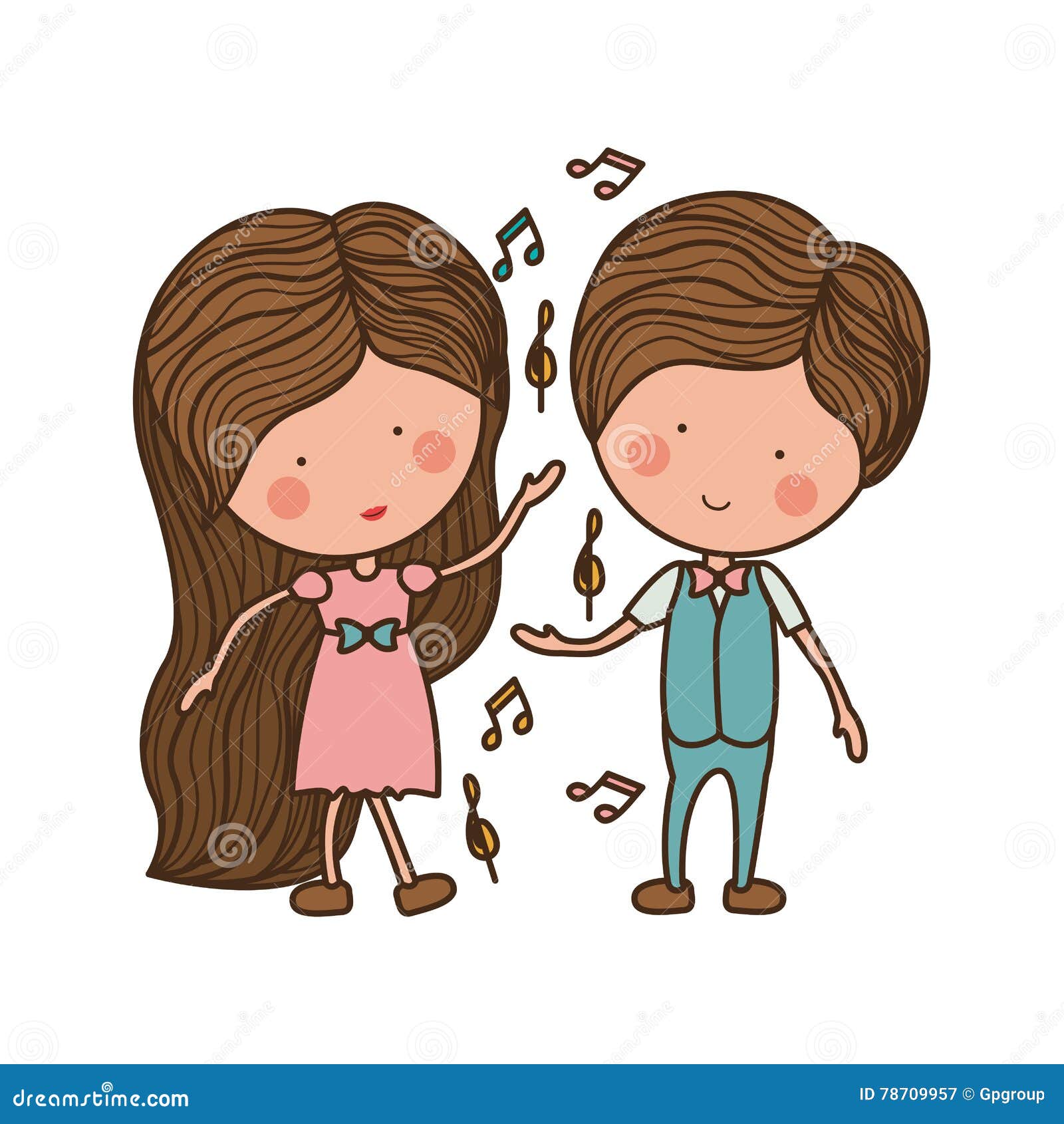 Couple Dancing with Musical Notes Stock Vector - Illustration of girl ...