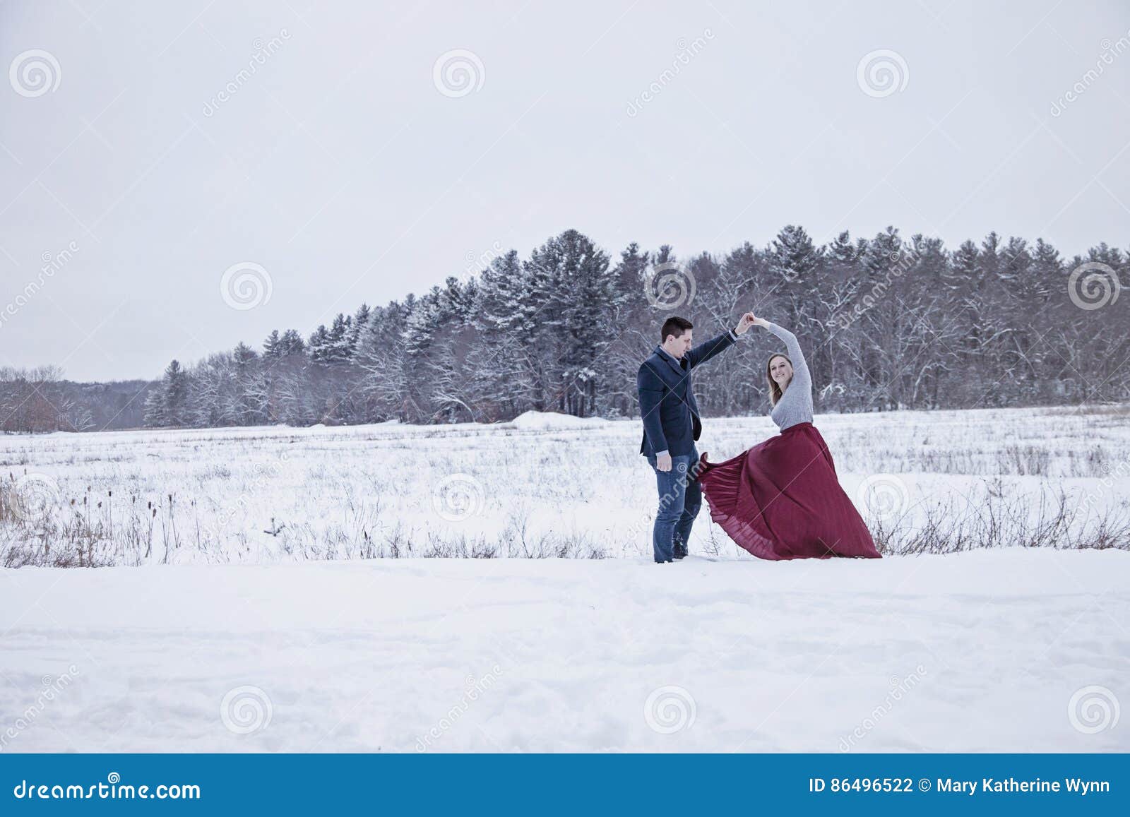 Couple Dancing Outdoors in Winter Snow Stock Photo - Image of desire ...