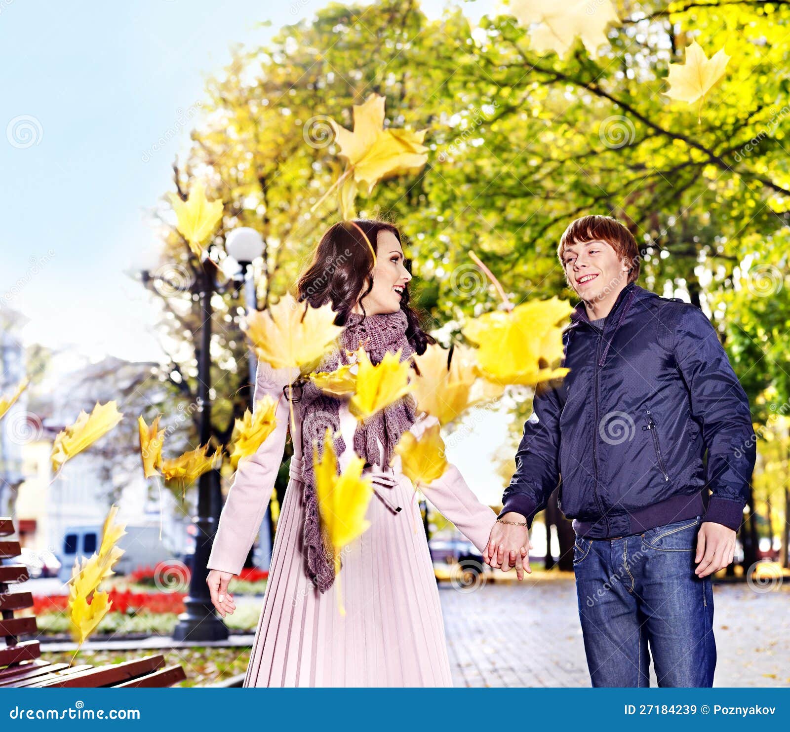 Couple on Date Autumn Outdoor. Stock Image - Image of date, fall: 27184239
