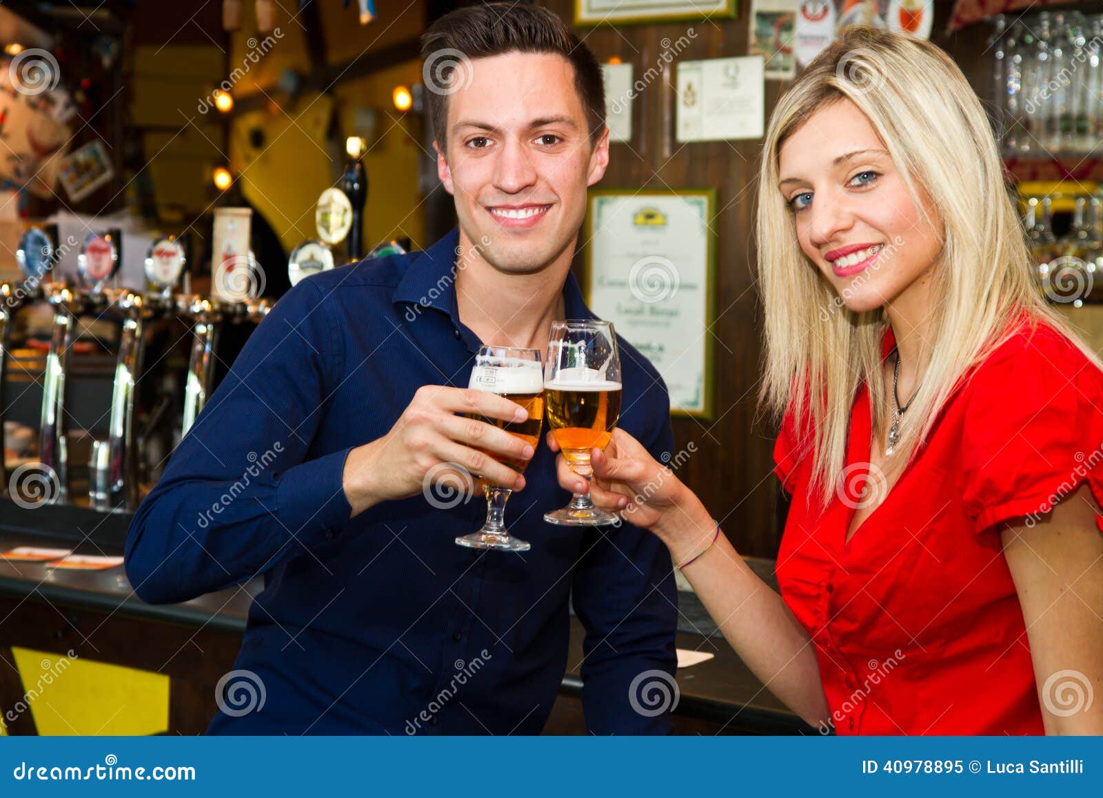 Couple on a Date Enjoying Their Drink in a Pub Stock Image - Image of ...