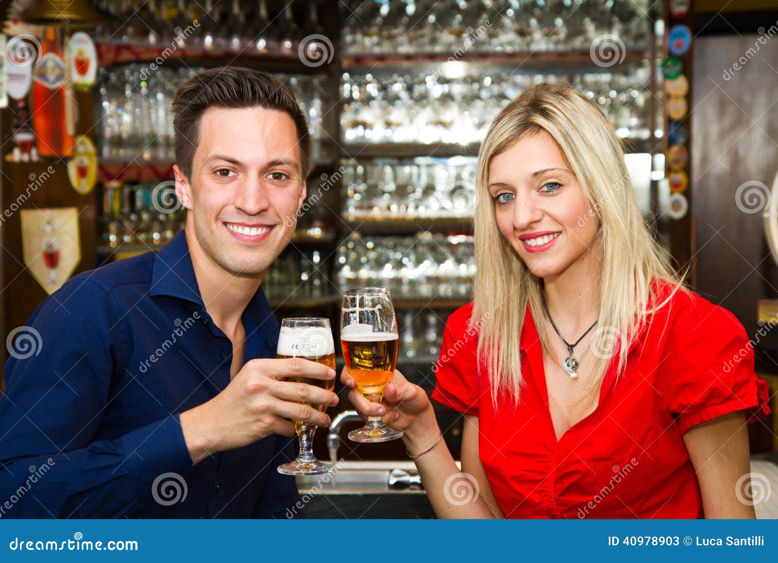 Couple on a Date Enjoying Their Drink in a Pub Stock Image - Image of ...