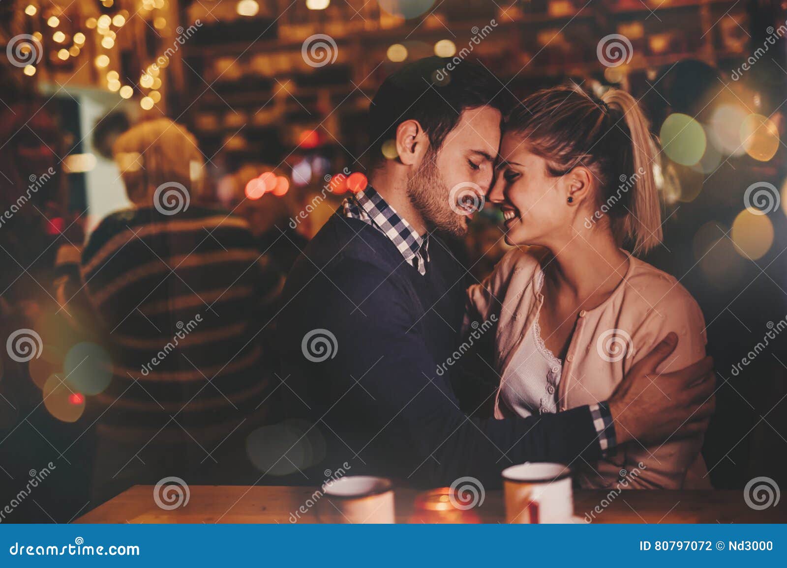 Couple Dating at Night in Pub Stock Photo - Image of boyfriend, romance ...