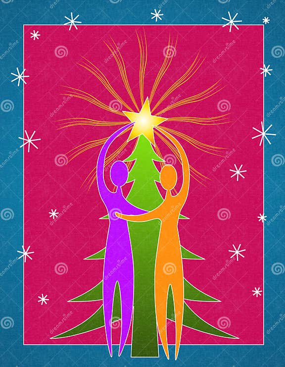 Couple Decorating Christmas Tree 2 Stock Illustration - Illustration of ...