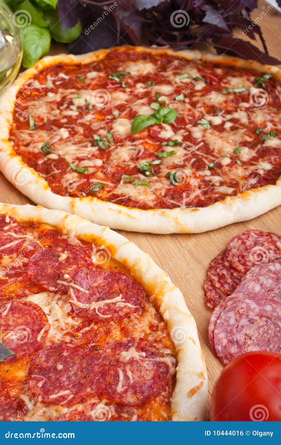 Couple of Delicious Pizzas with Ingredients Stock Photo - Image of ...