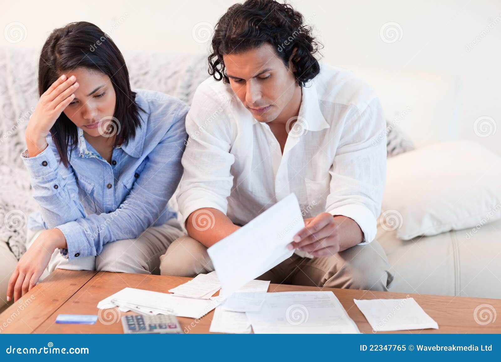 Couple Depressed about Financial Problems Stock Image - Image of ...