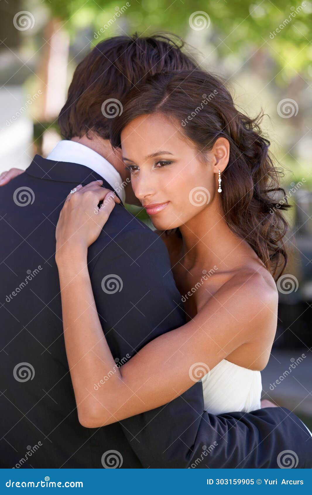 Couple, Devotion and Embrace on Wedding Day for Love, Support and ...