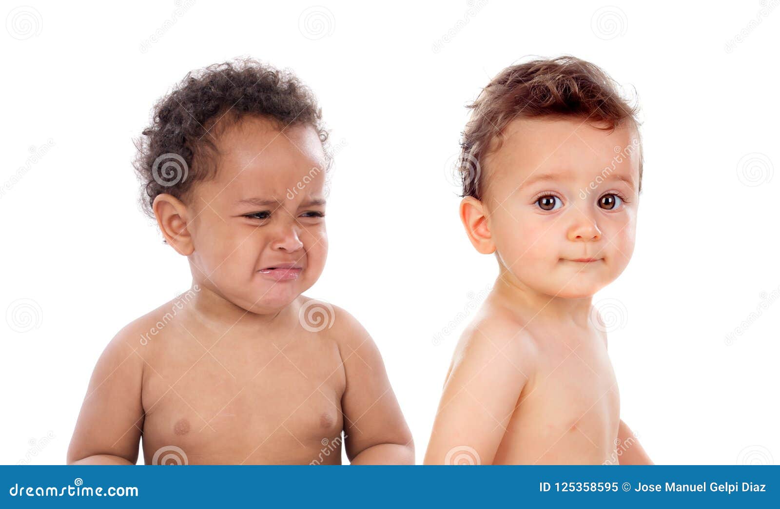 Couple of different babies stock image. Image of baby - 125358595