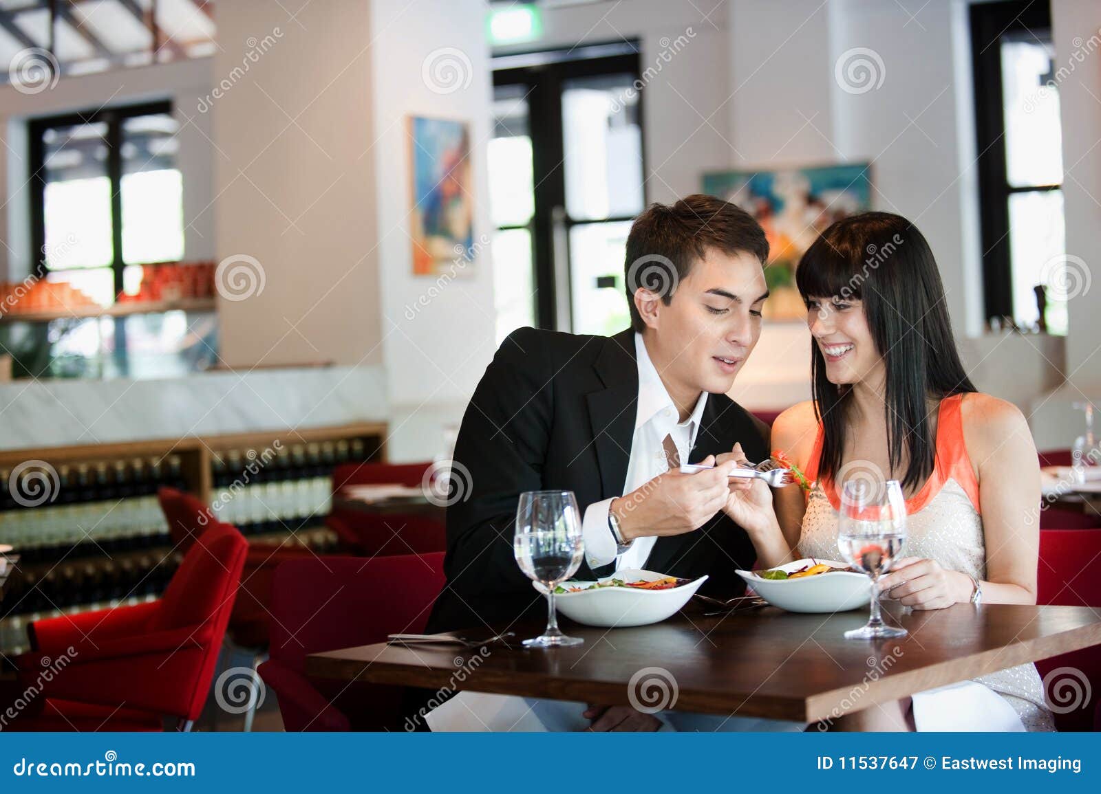 Couple Dining in Restaurant Stock Image - Image of female, slim: 11537647