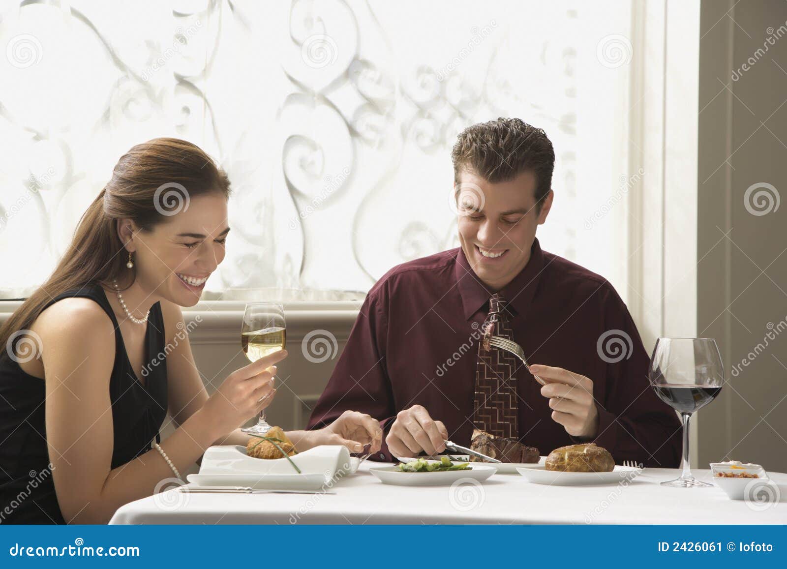 Couple Dining at Restaurant. Stock Image - Image of hair, girlfriend ...