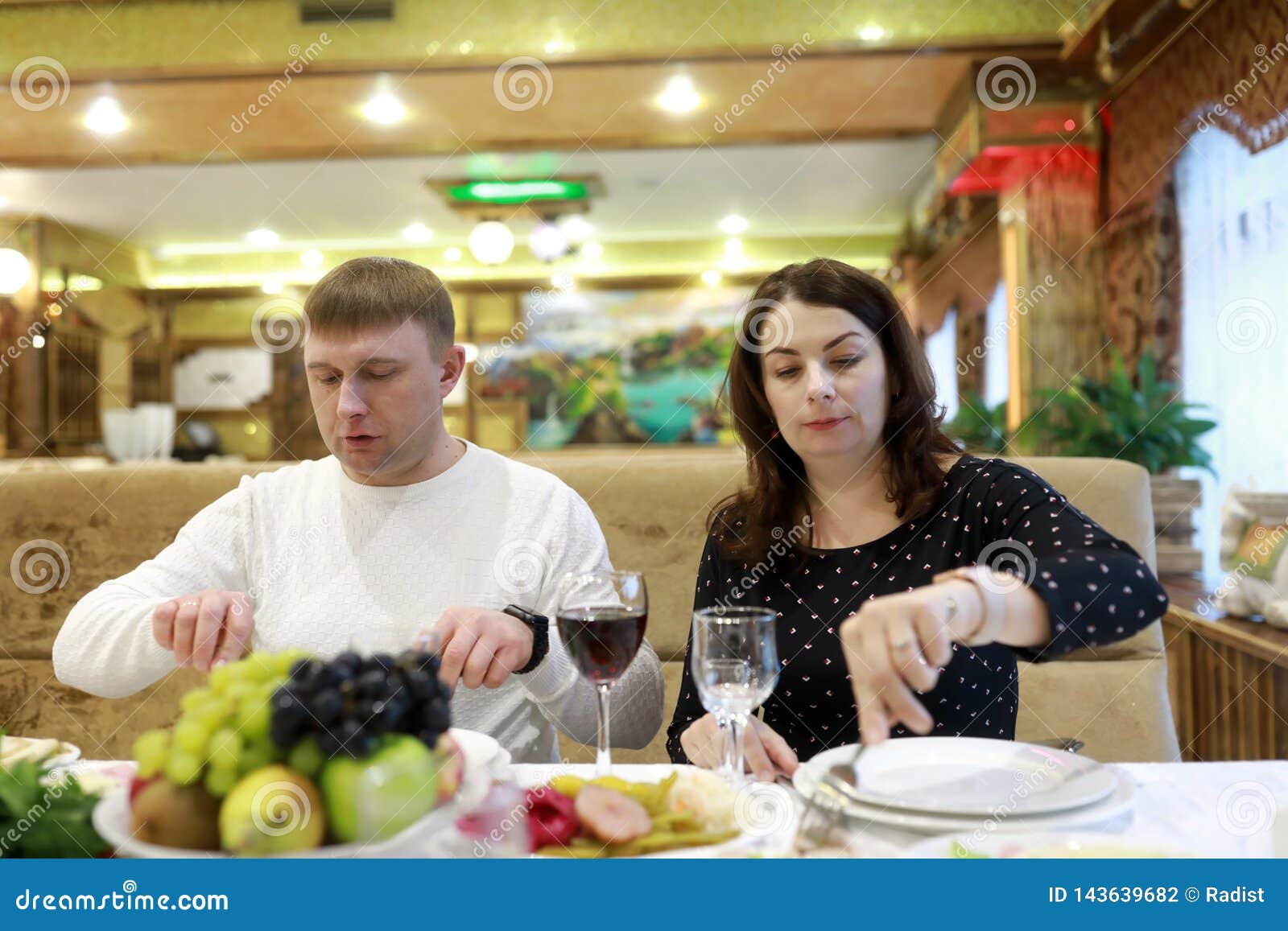 Couple Dining in Restaurant Stock Photo - Image of beverage, lifestyle ...