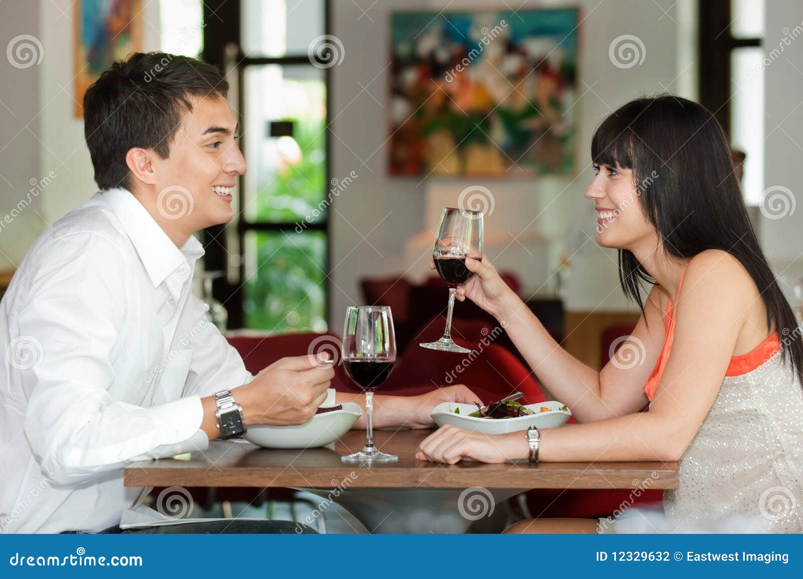 Couple Dining Together stock photo. Image of asians, male - 12329632