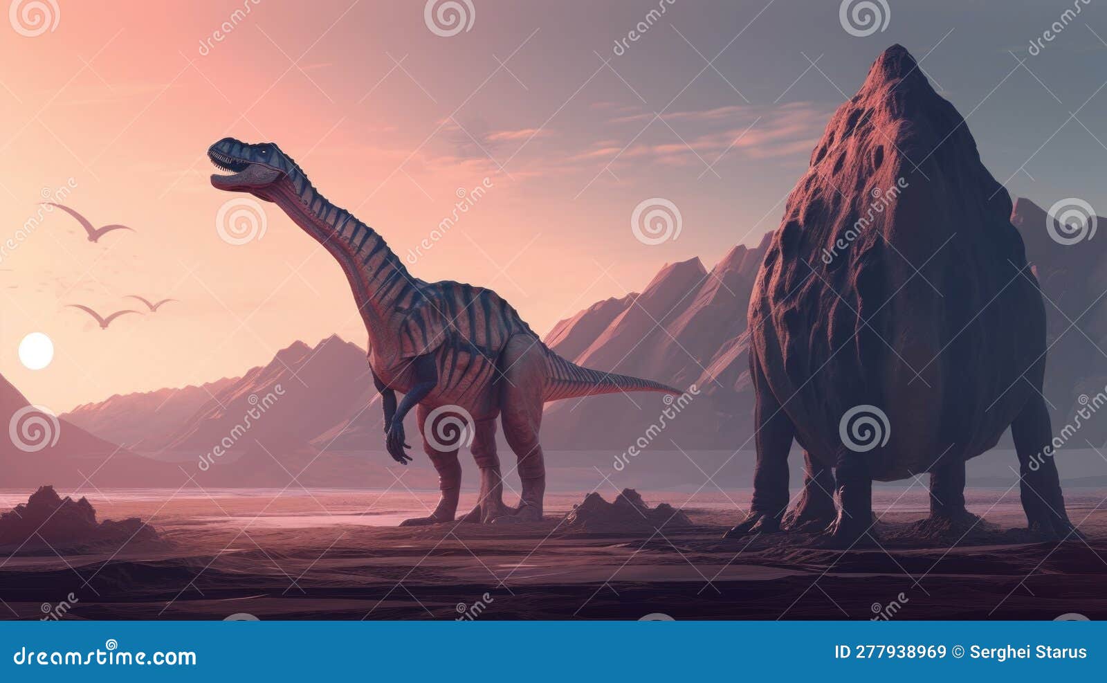 A Couple of Dinosaurs Standing Next To Each Other. Generative AI Image ...