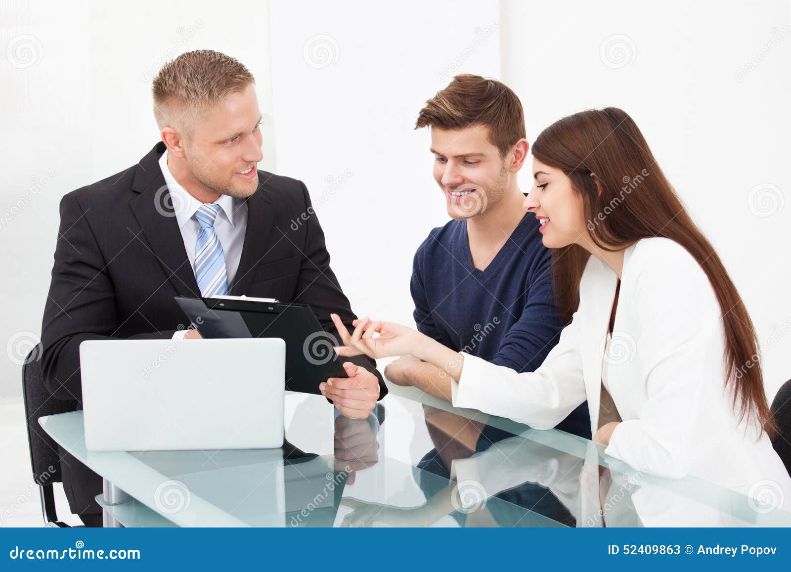 Couple Discussing with Financial Advisor Stock Image - Image of ...