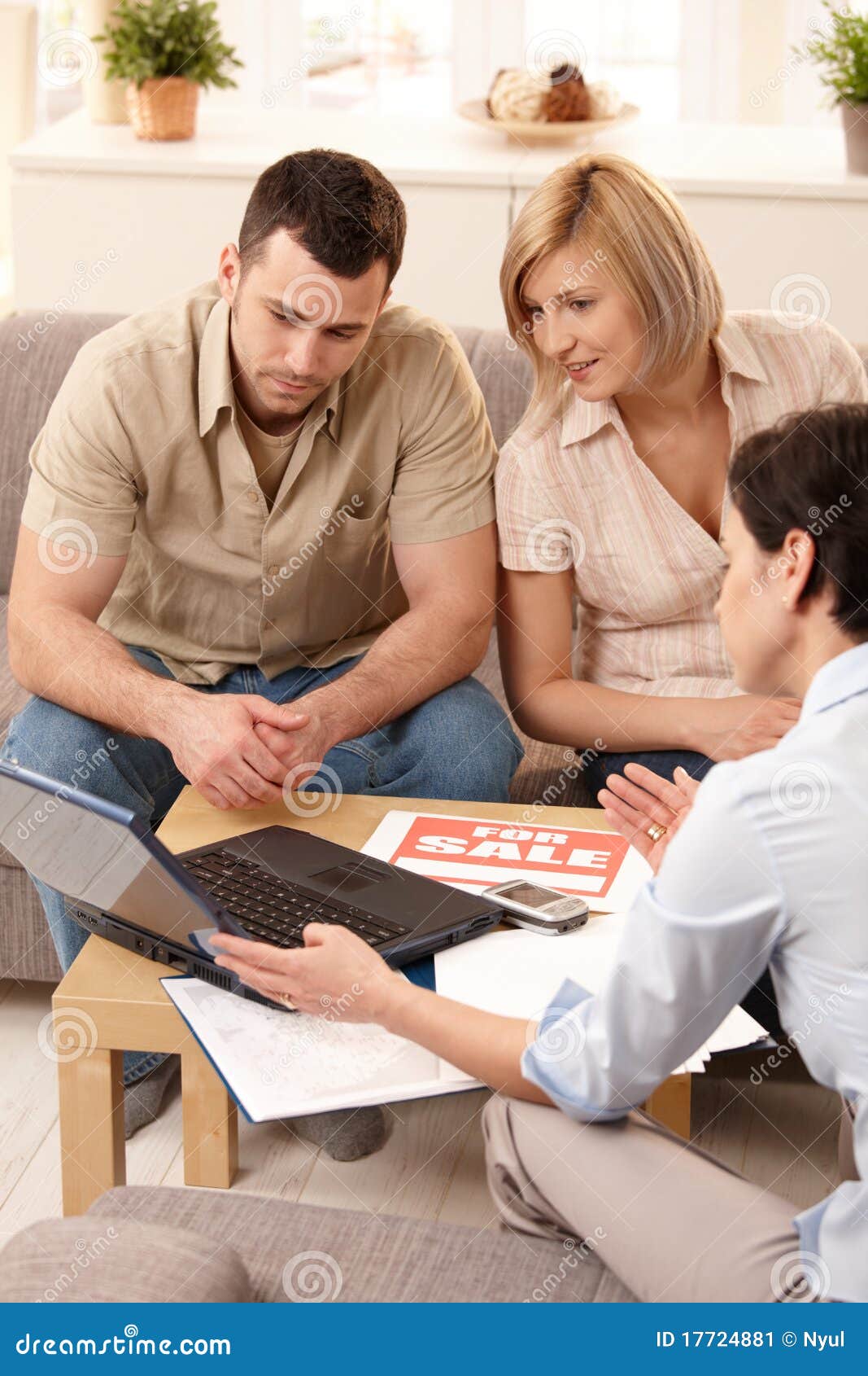 Couple in Discussion with Estate Agent Stock Image - Image of leisure ...