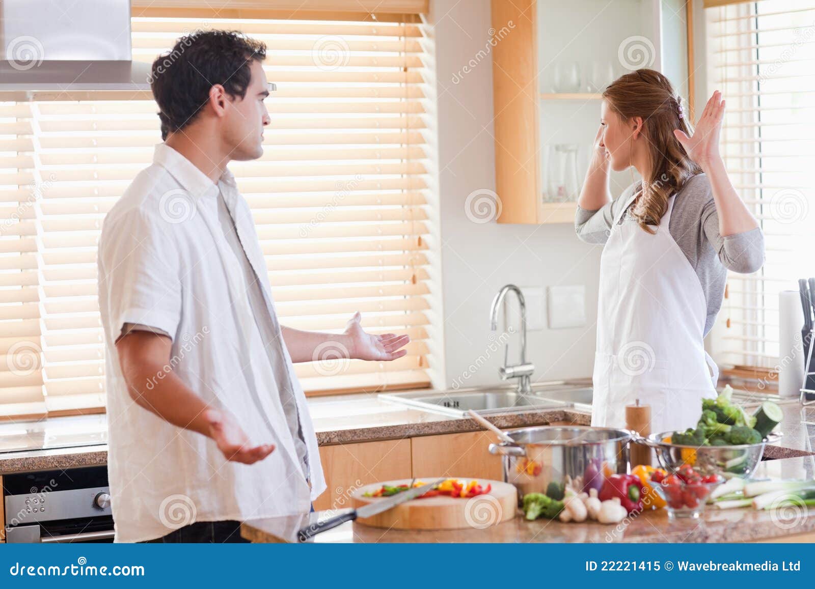 Couple Disputing in the Kitchen Stock Image - Image of appetite, health ...