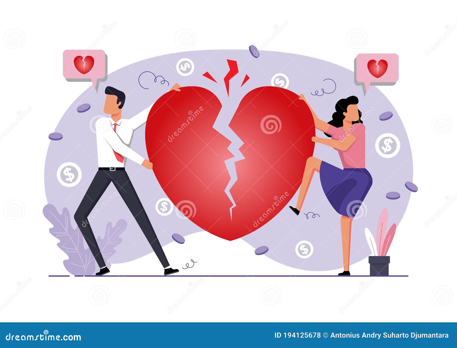 Couple Divorce Concept Illustration Stock Vector Illustration Of