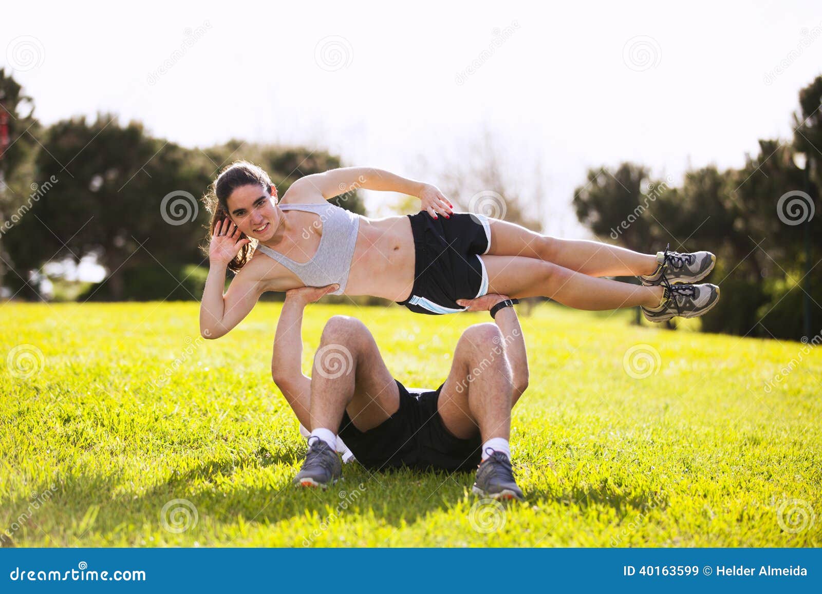 Couple Doing Acrobatic Exercises Stock Image - Image of equilibrium ...