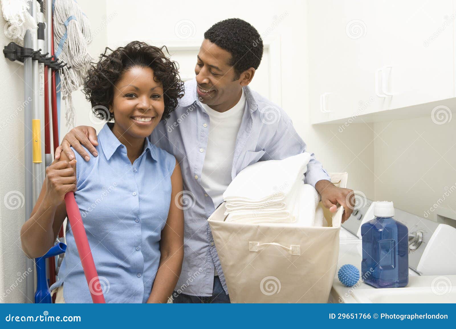 Couple Doing Household Chores Stock Photo - Image of routine, bathroom ...