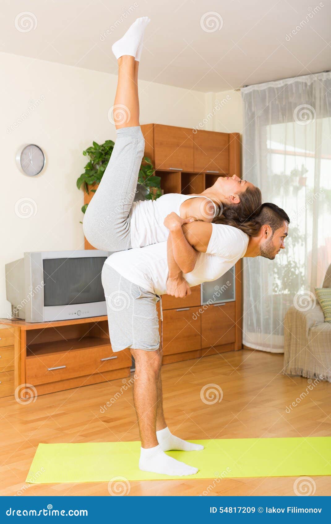 Couple Doing Regular Exercises Together Stock Image - Image of muscular ...