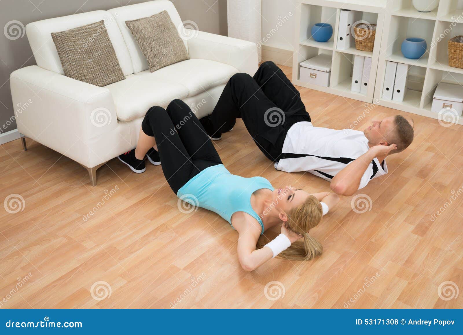 Couple doing workout stock photo. Image of home, exercise - 53171308