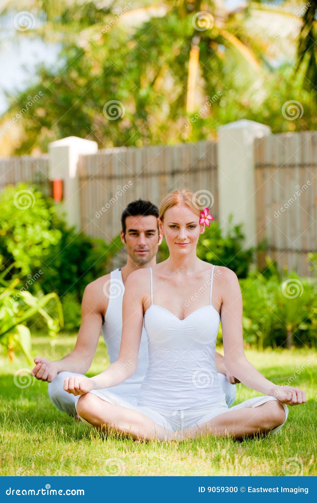 Couple Doing Yoga stock photo. Image of attractive, person - 9059300