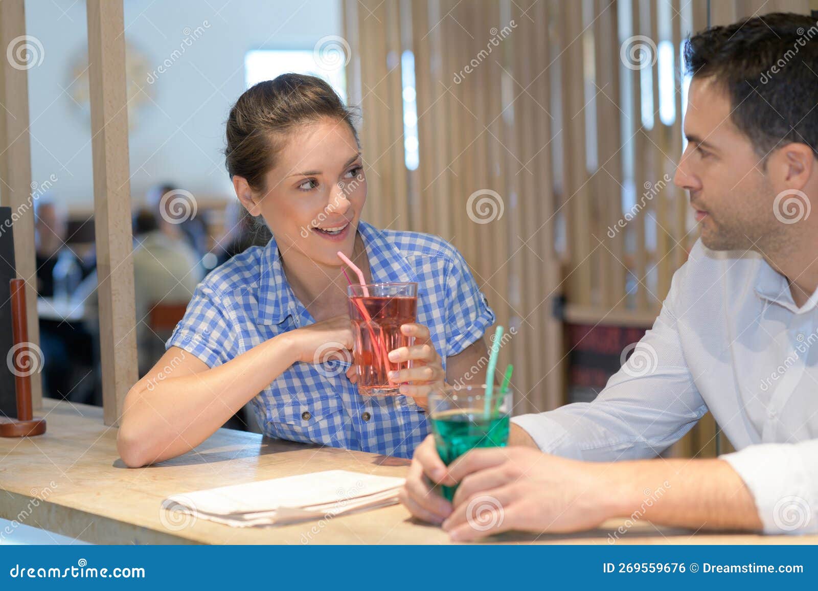 Couple Drinking Cocktails in Fancy Bar Stock Photo - Image of adult ...