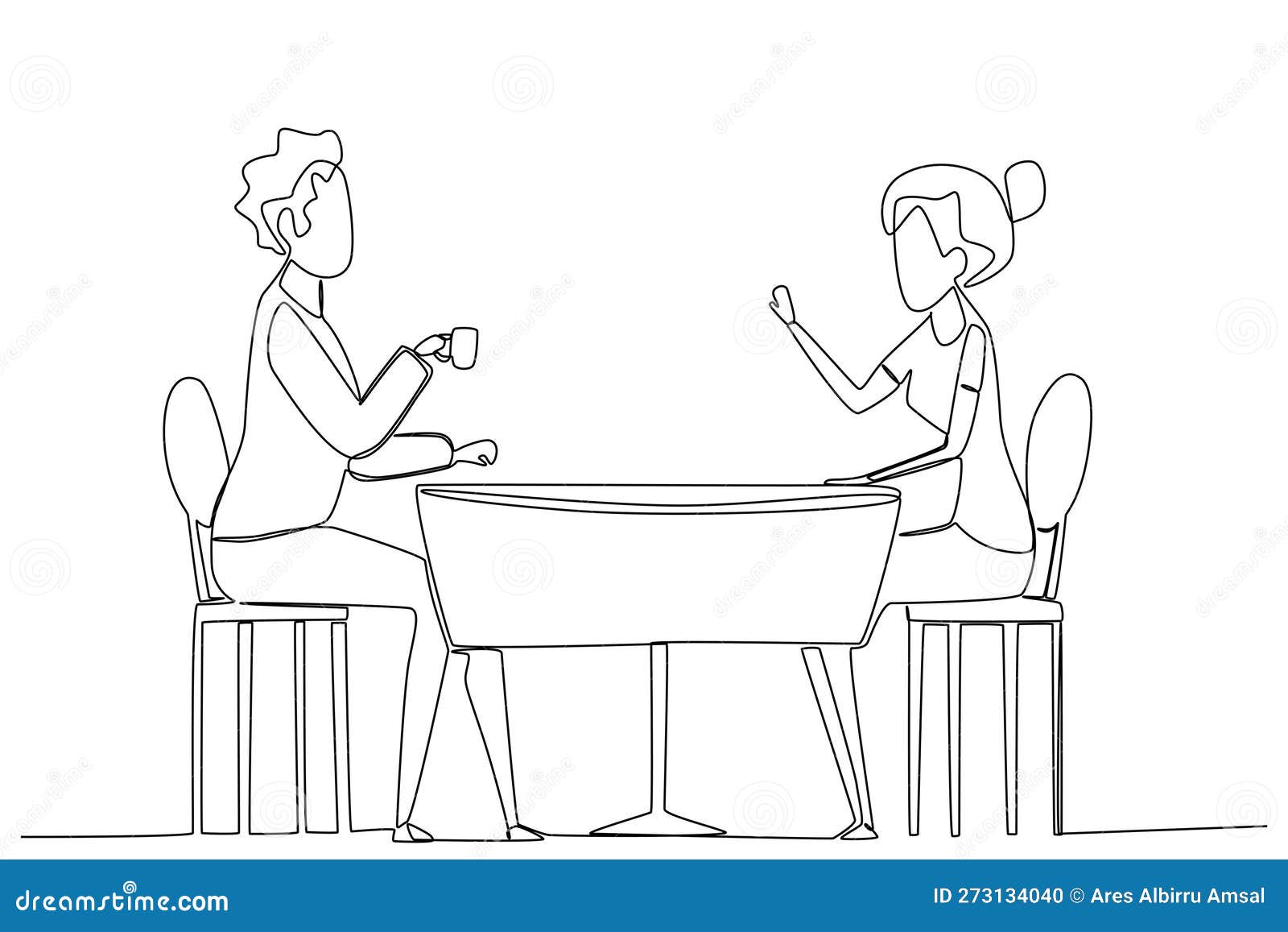 A Couple Drinking Coffee in a Cafe Stock Vector - Illustration of ...