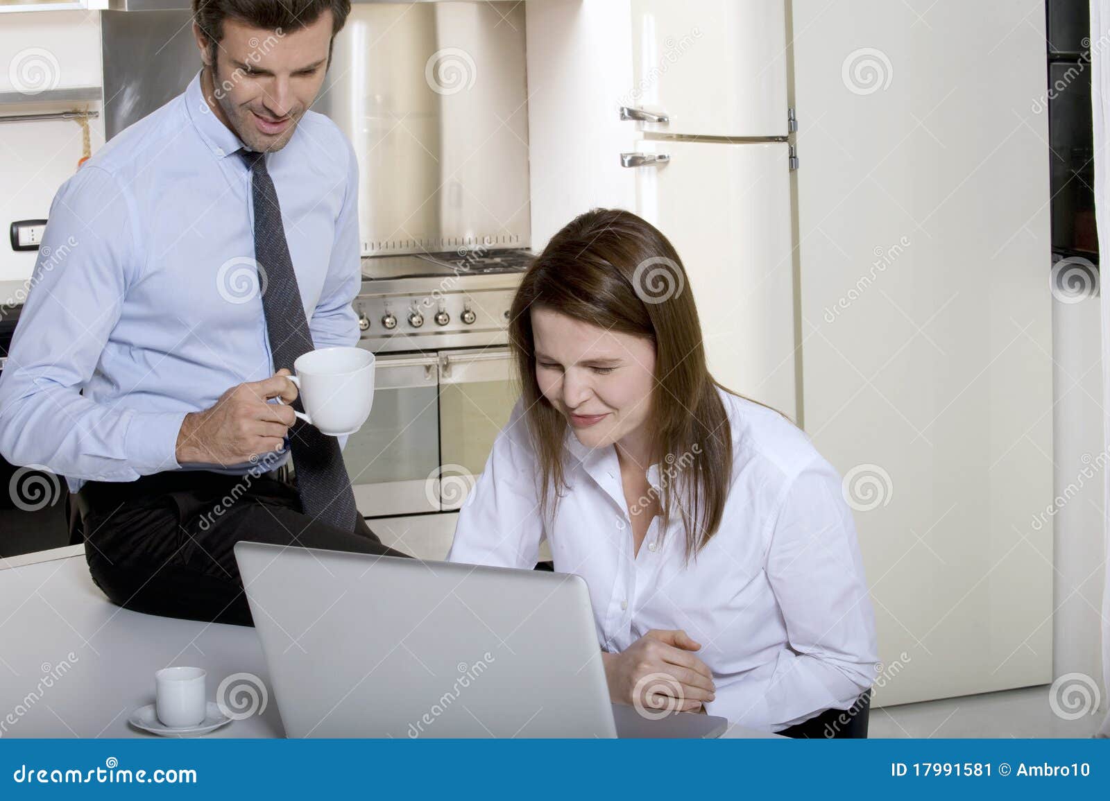 Couple Drinking Coffee before Going To Work Stock Image - Image of ...