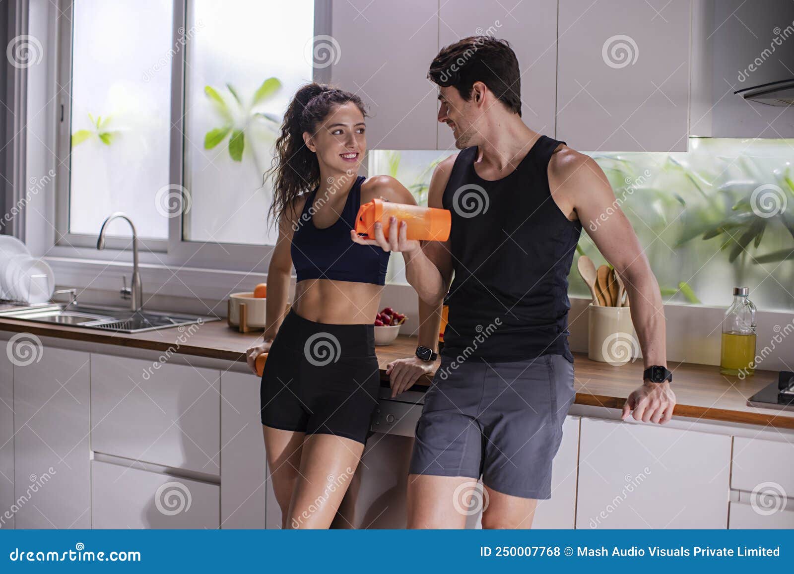 Couple Drinking Protein Shake Workout Stock Photos - Free & Royalty ...