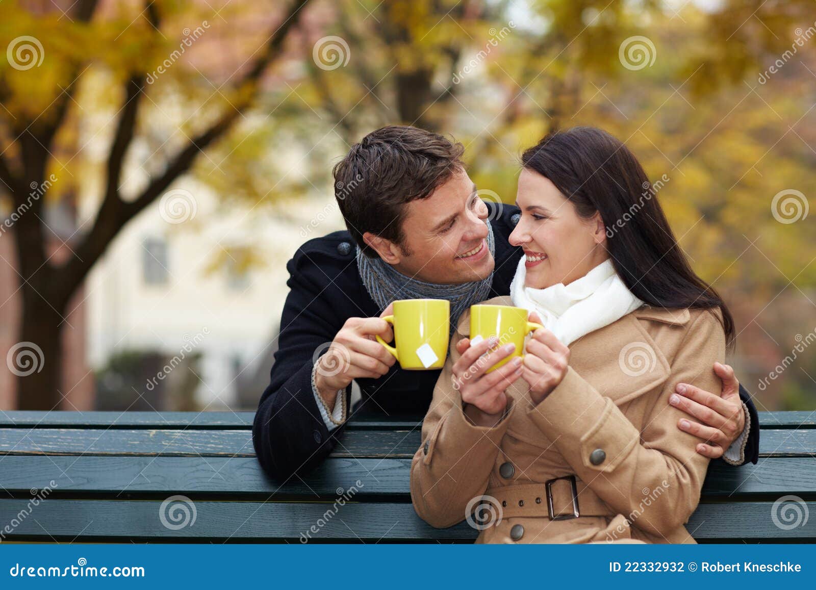 Couple drinking tea stock photo. Image of bench, environment - 22332932
