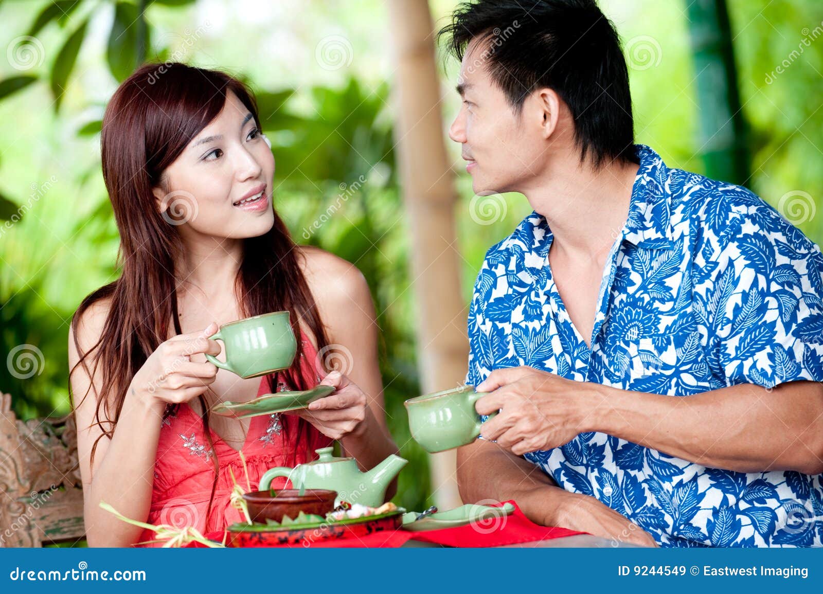 Couple Drinking Tea stock image. Image of good, tropical - 9244549
