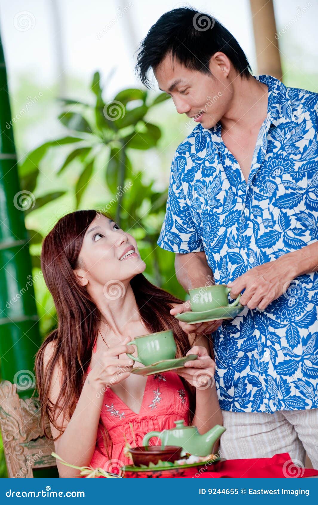 Couple Drinking Tea stock image. Image of male, asian - 9244655