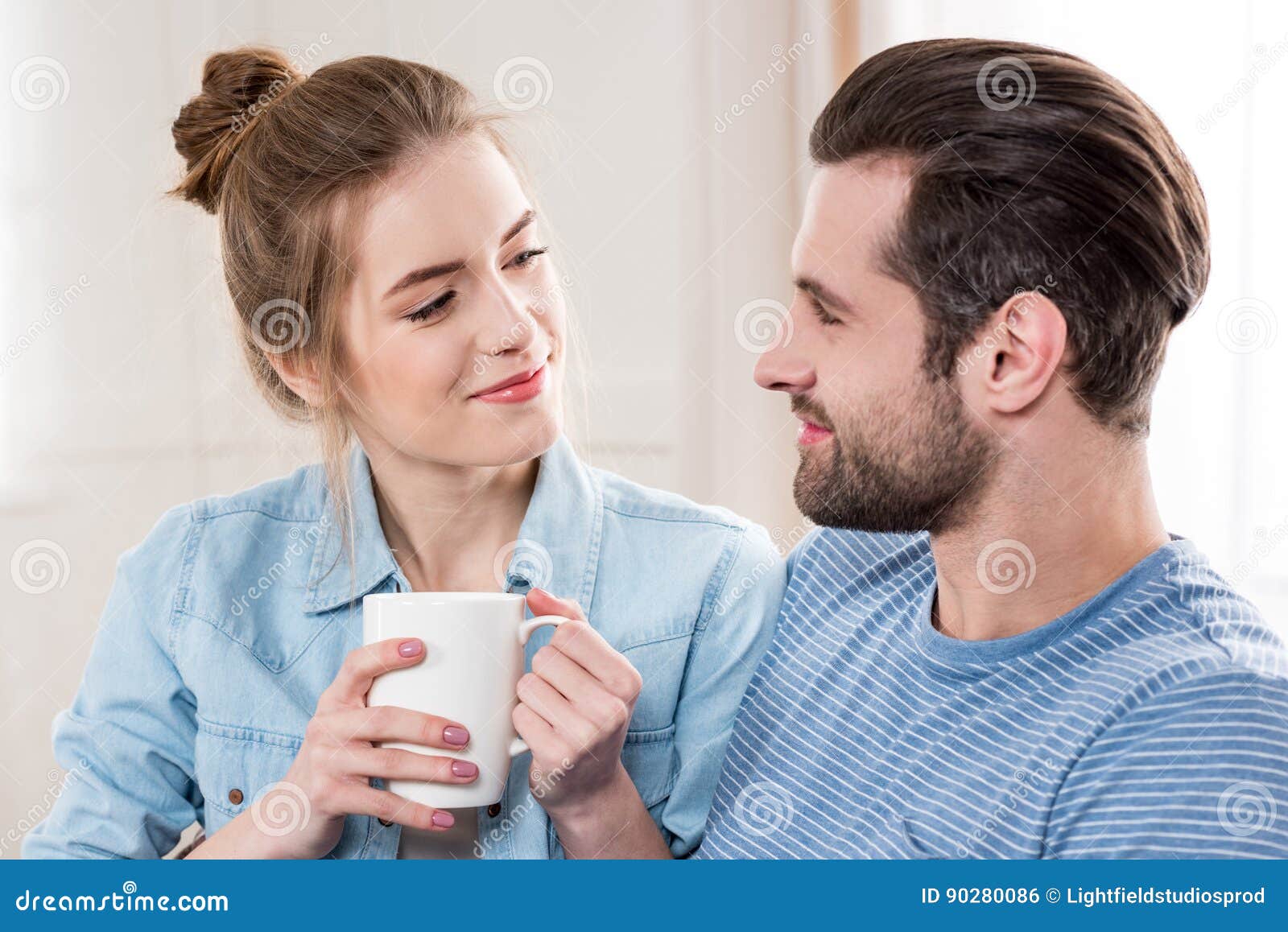 Couple drinking tea stock photo. Image of boyfriend, caucasian - 90280086