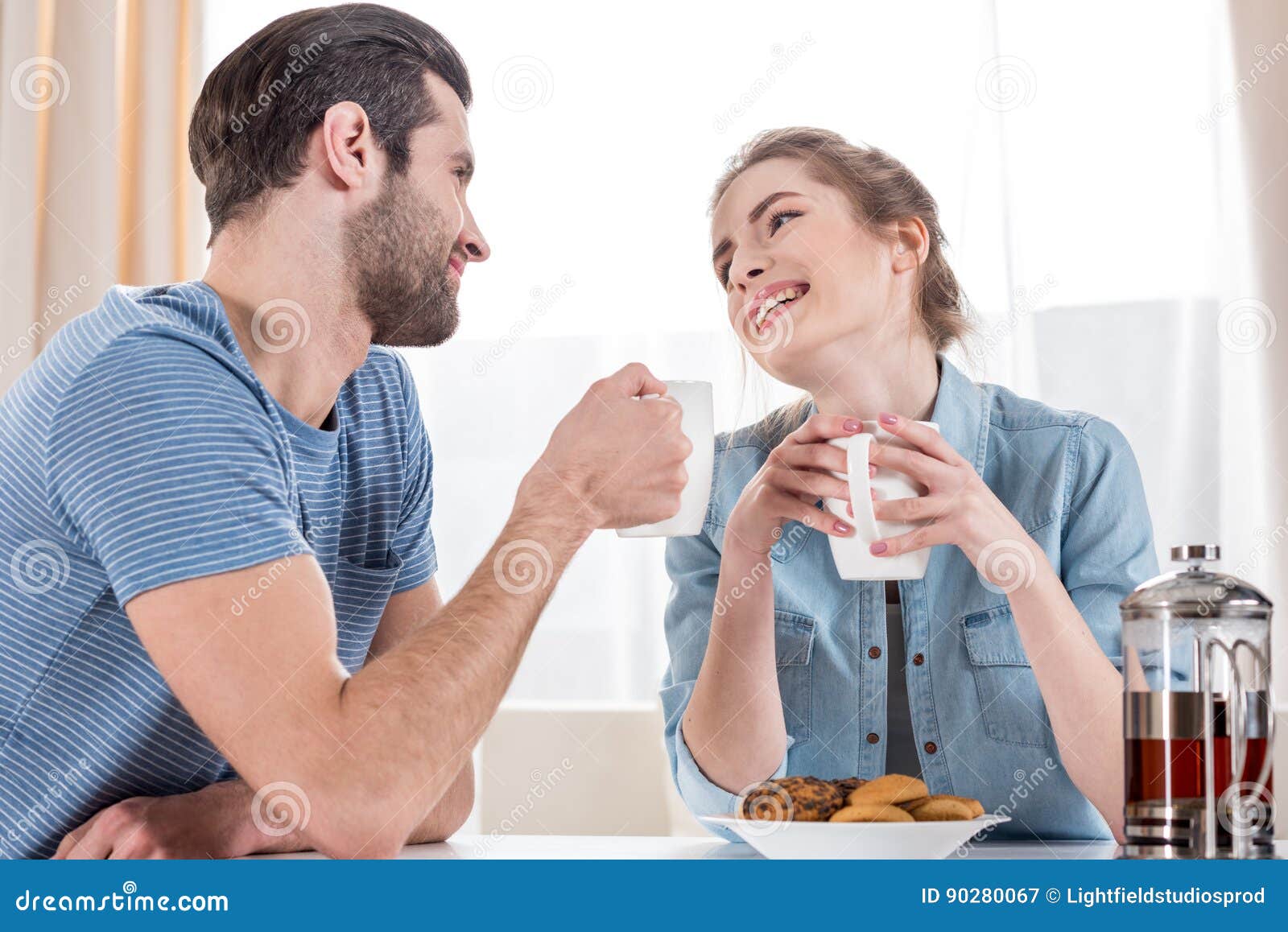 Couple drinking tea stock image. Image of caucasian, girlfriend - 90280067