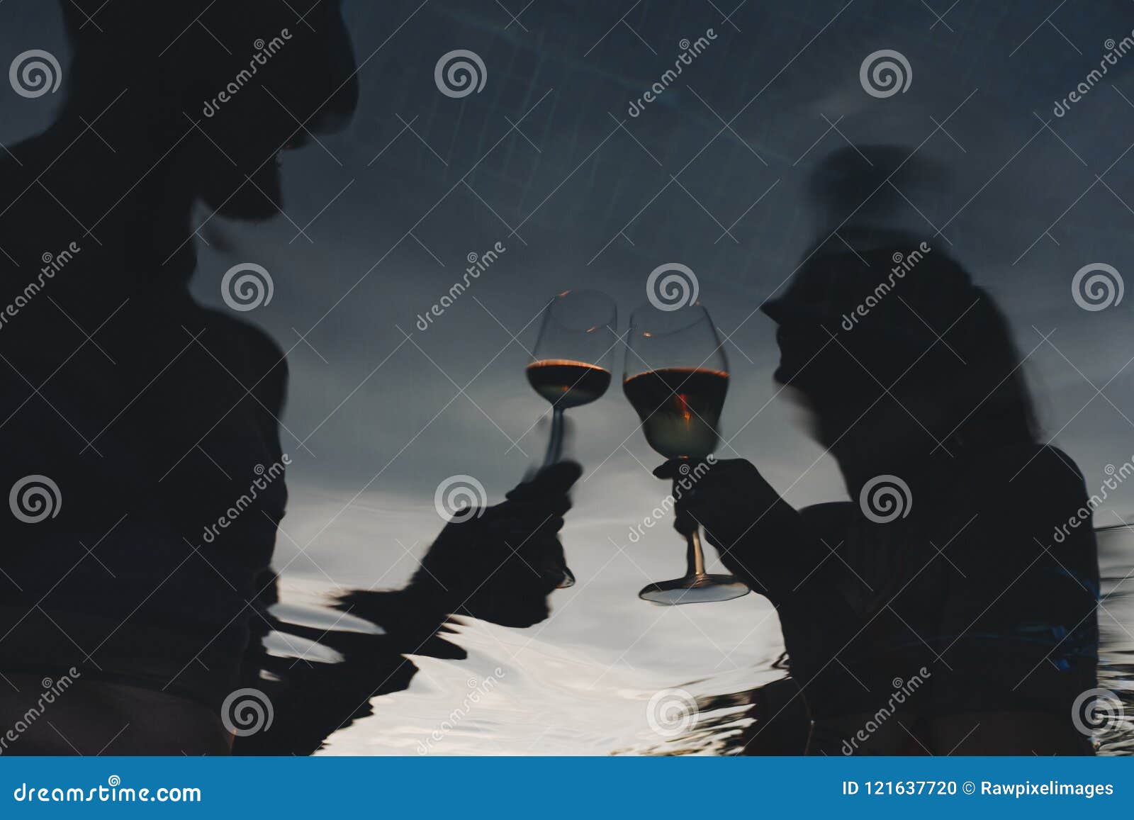 Couple Drinking Wine in a Pool Stock Photo - Image of latin ...