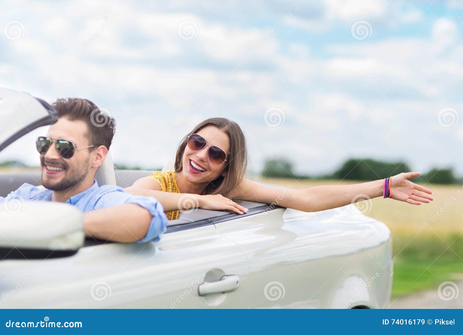 Couple Driving in Convertible Stock Image - Image of smiling, holiday ...