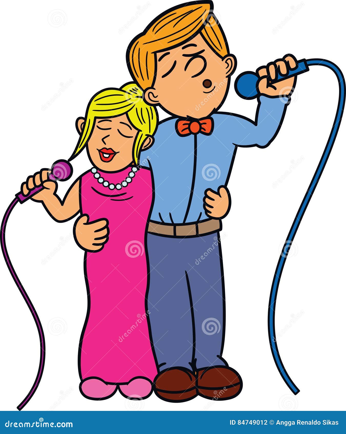 Couple Duet Singer Cartoon stock vector. Illustration of stage - 84749012