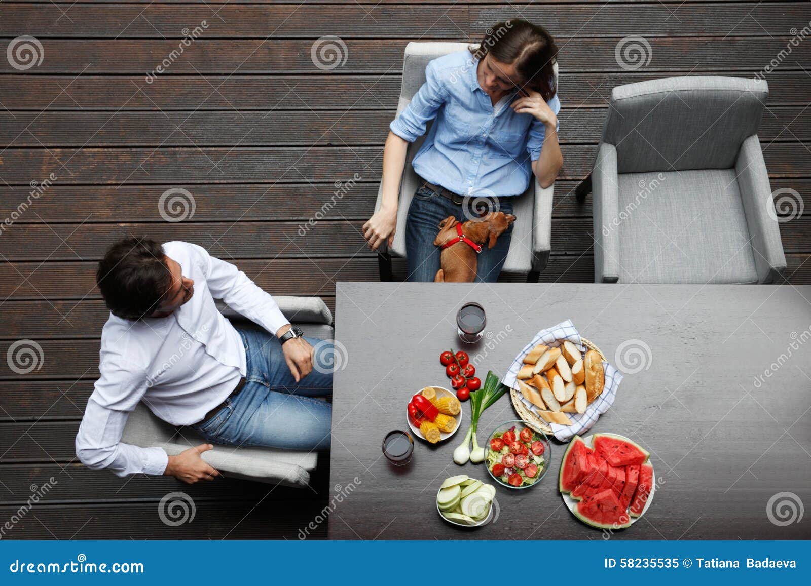 Couple Eating Behind the Table Stock Image - Image of life, beautiful ...