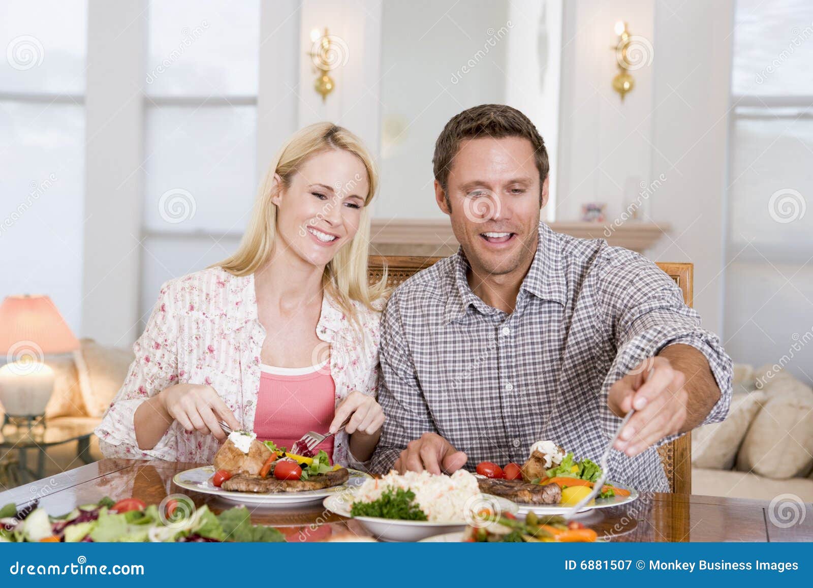 Couple Eating Meal, Mealtime Together Royalty Free Stock Photography ...