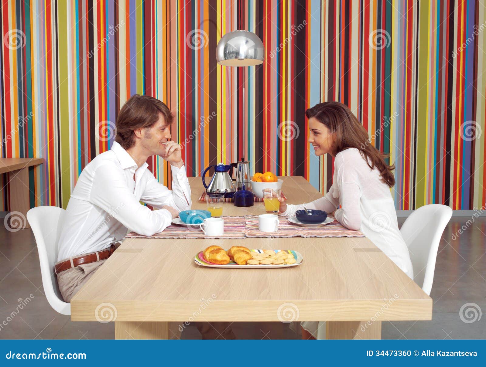 Couple Eats Breakfast Together L Stock Photo - Image of weekend, couple ...