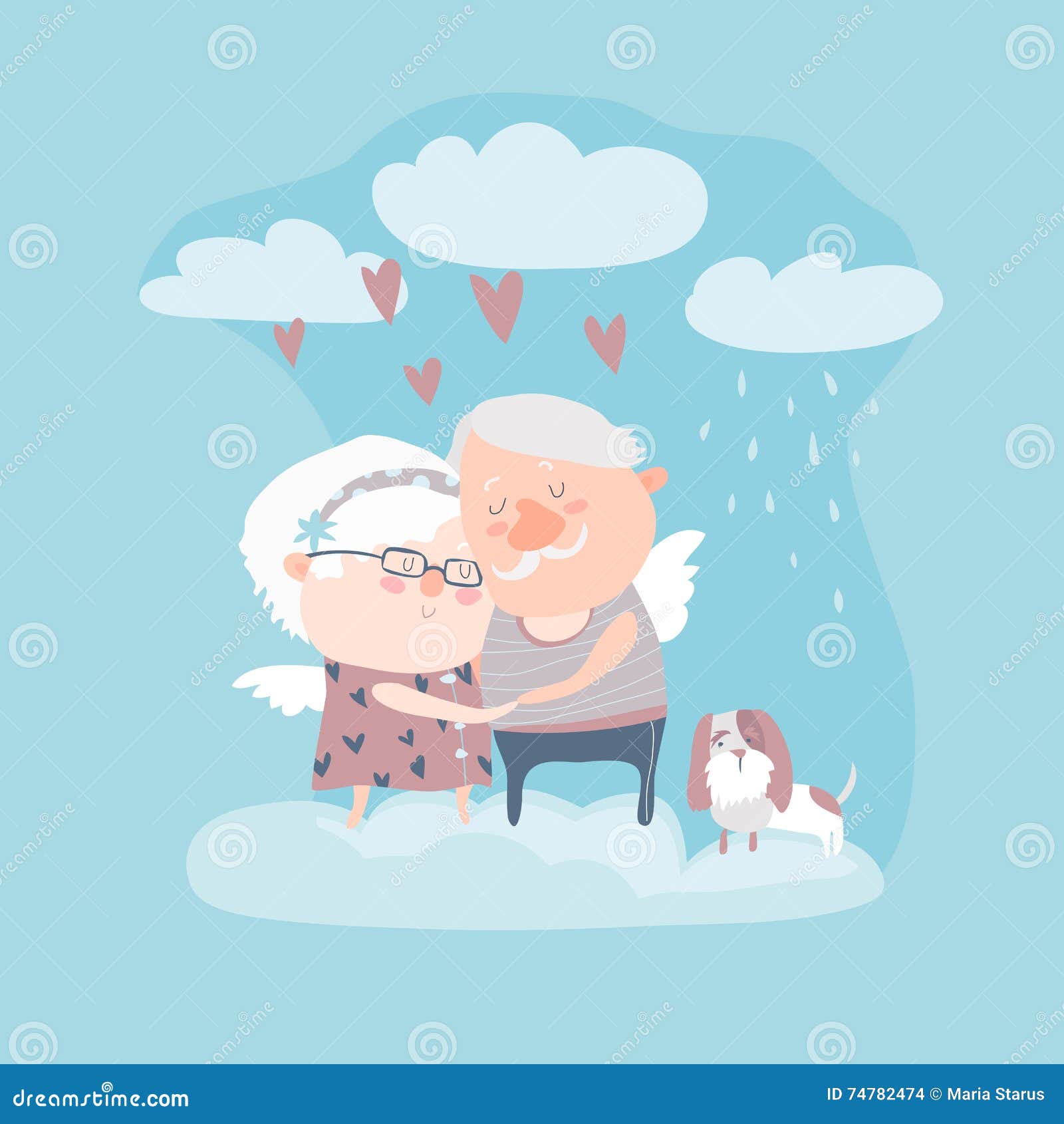 Couple of Elderly Angels Hugging Stock Vector - Illustration of angel ...