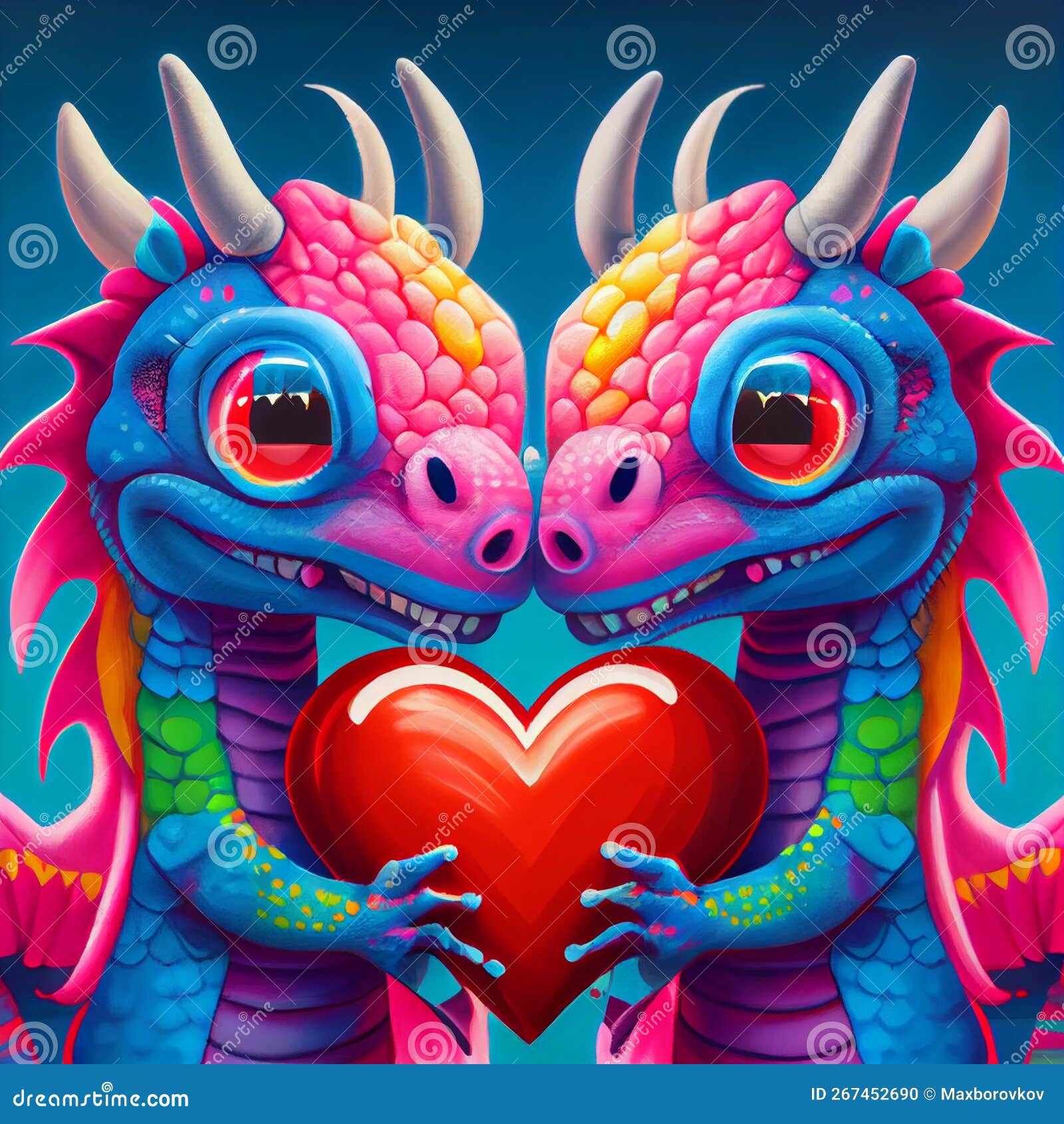 Couple Of Dragons Character With Santa Hats. Symbol Of Chinese New Year ...