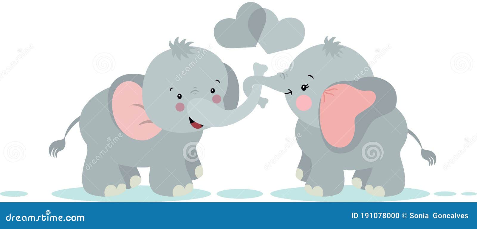 Elephants In Love Cartoon Illustration | CartoonDealer.com #48502683