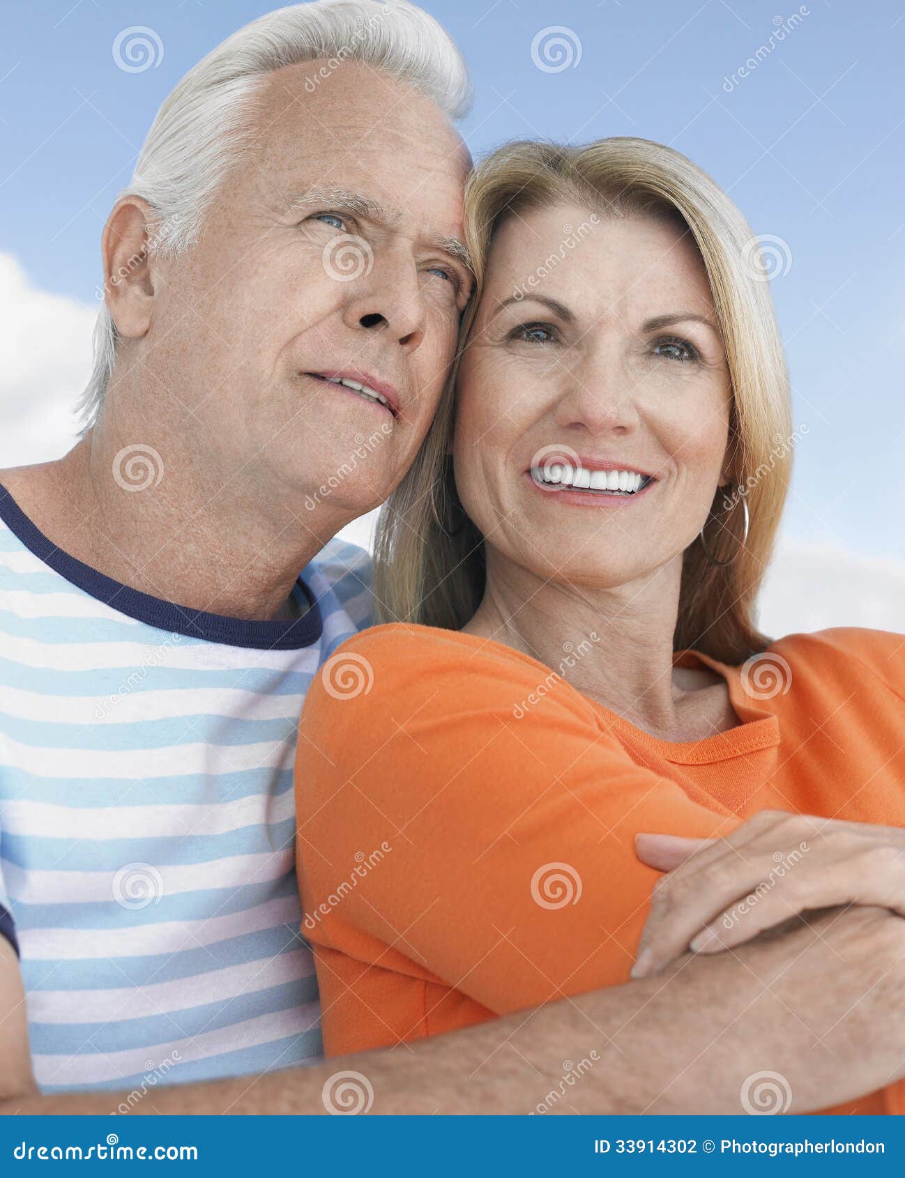 Couple Embracing and Smiling Outdoors Stock Photo - Image of love ...