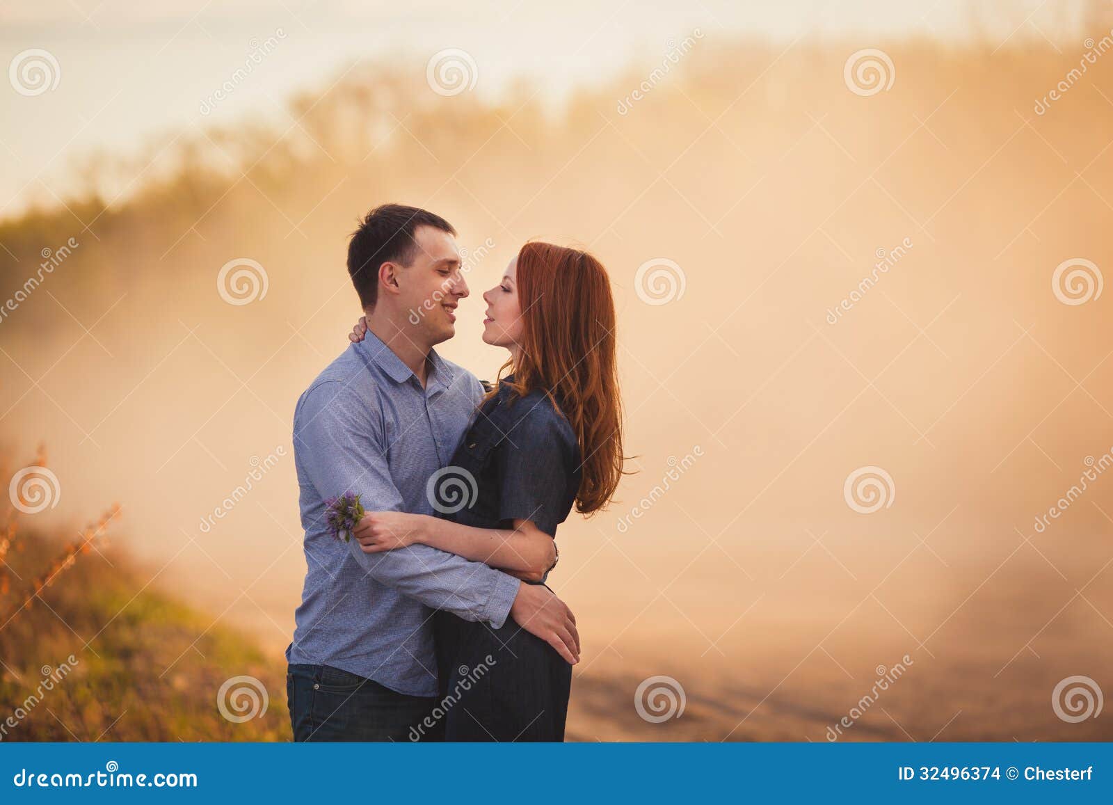 Couple Embracing Standing on the Road in the Dust Stock Photo - Image ...
