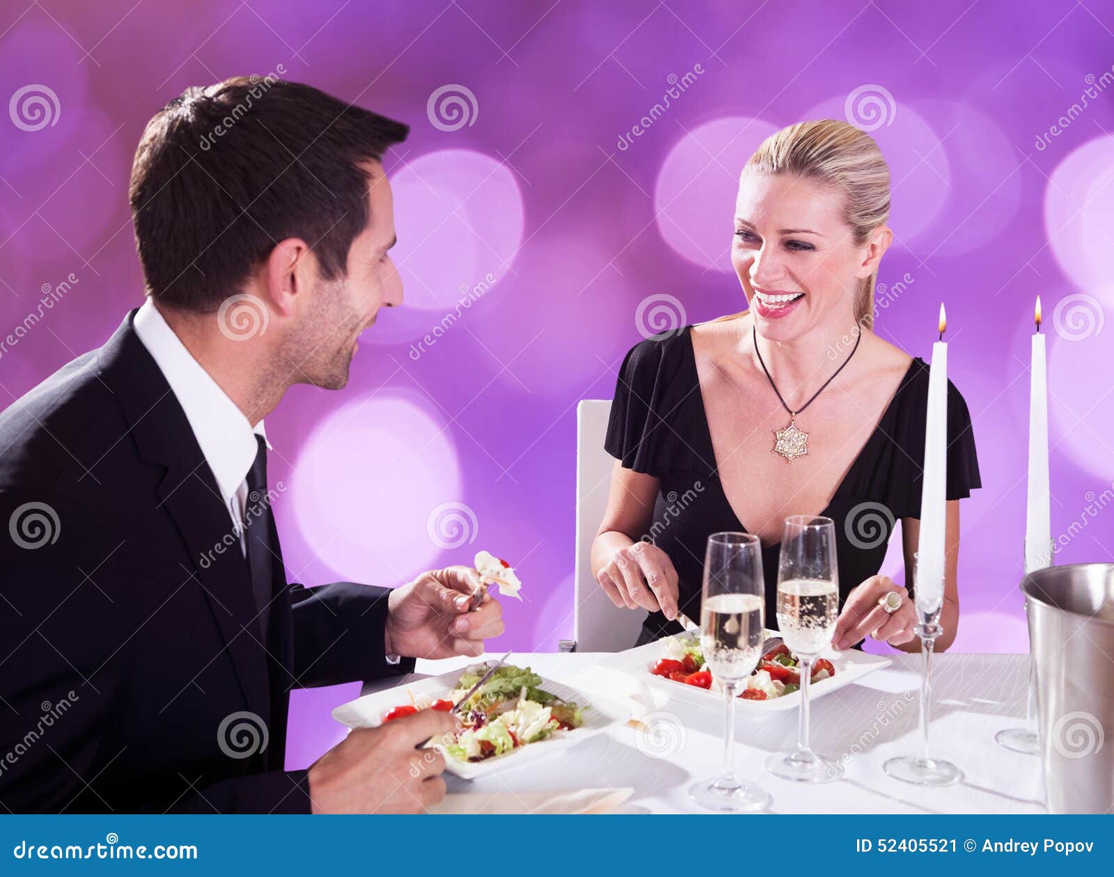 Couple Enjoying Candlelight Dinner at Restaurant Stock Image - Image of ...