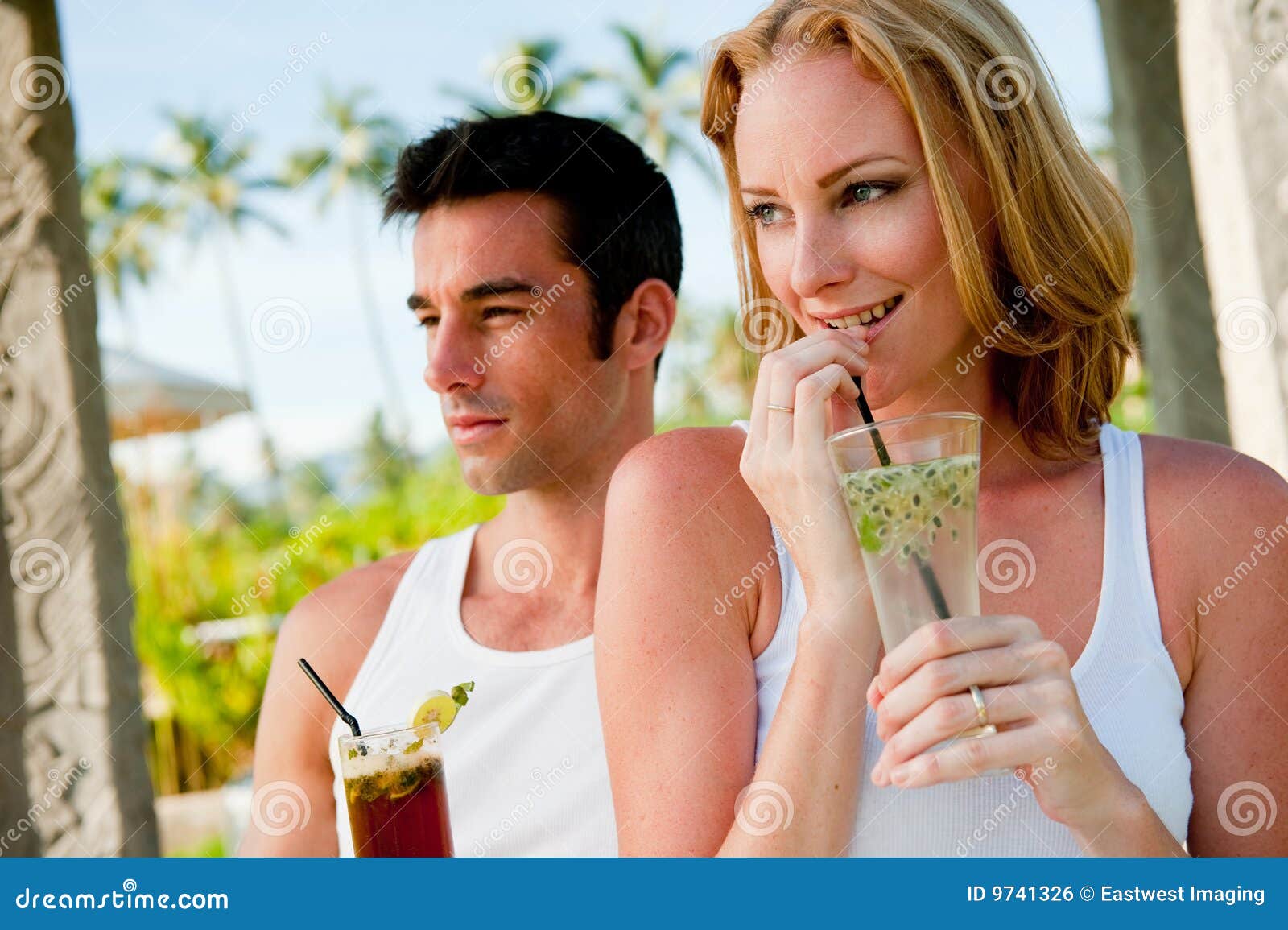Couple Enjoying Drinks stock photo. Image of woman, good - 9741326