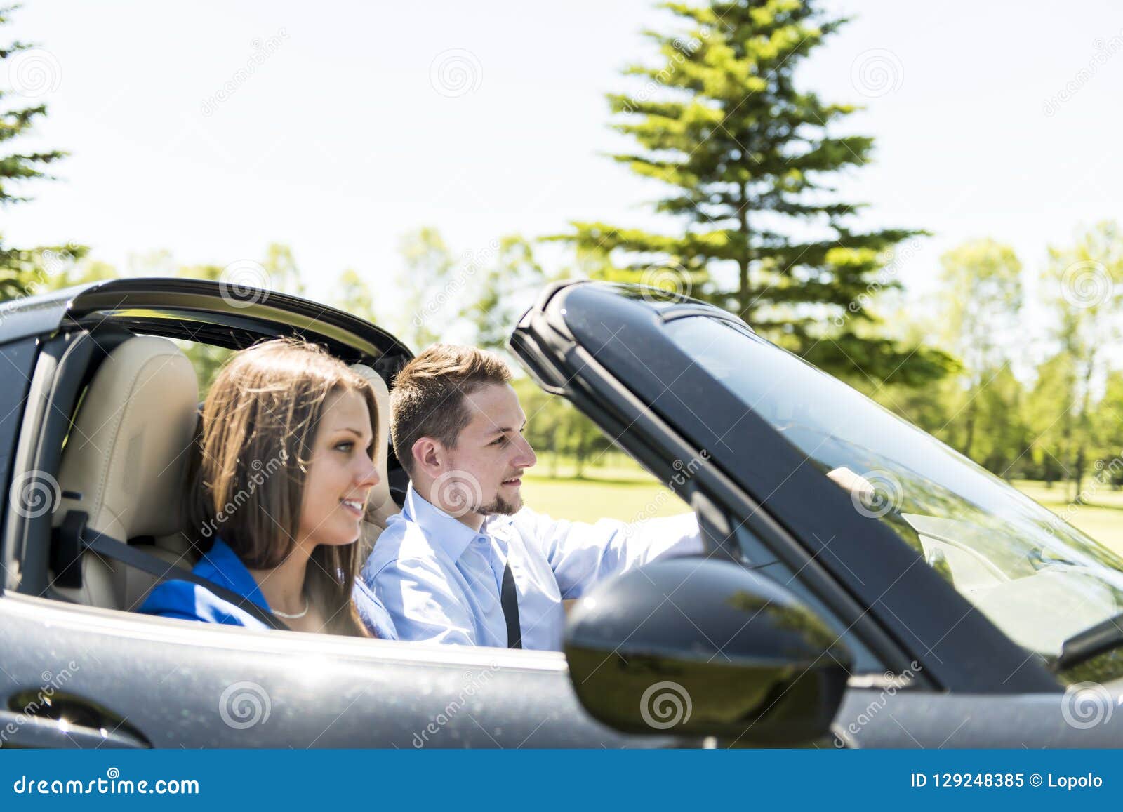 Couple Enjoying a Drive in a Convertible Stock Image - Image of cool ...