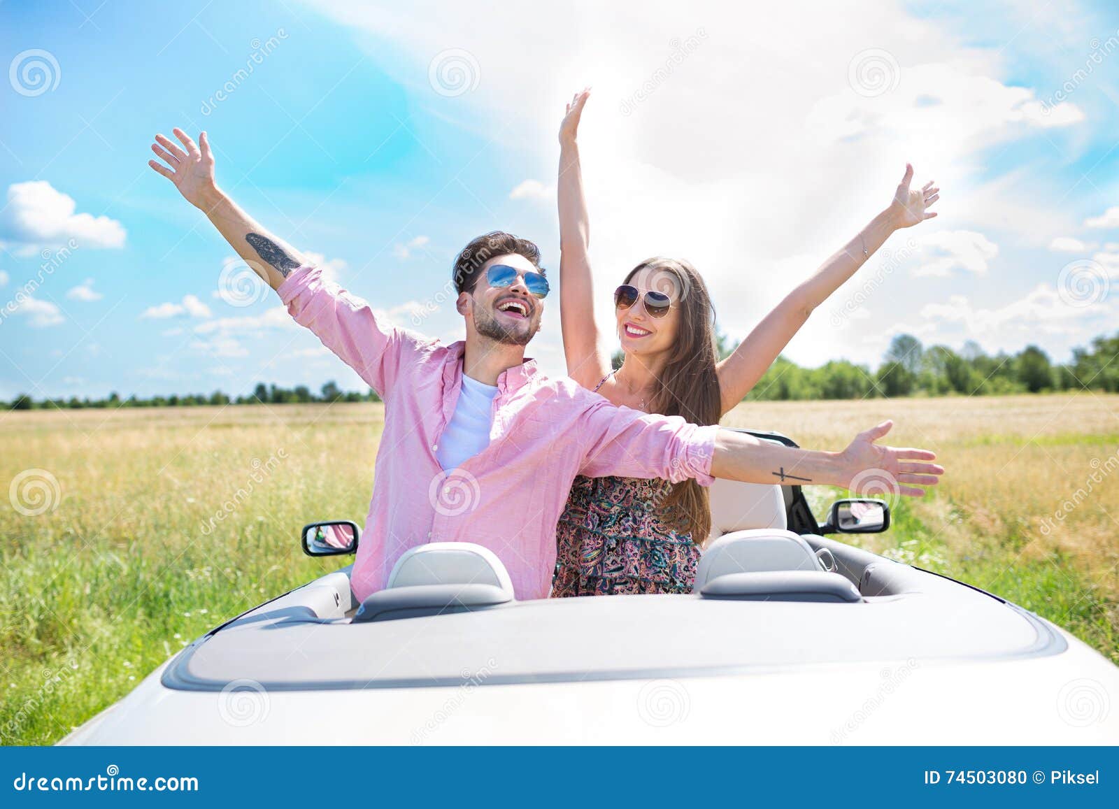 Couple Enjoying a Drive in a Convertible Stock Photo - Image of love ...